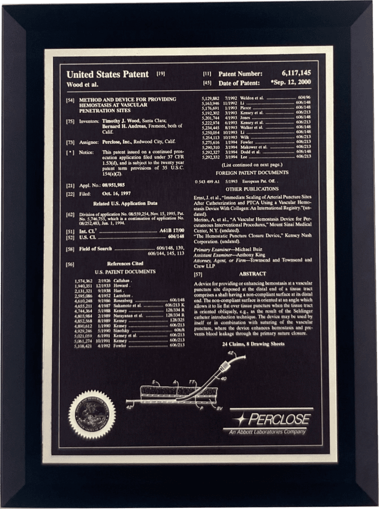 Patent Plaque - Title Page Black Glass - US Patent Services LLC