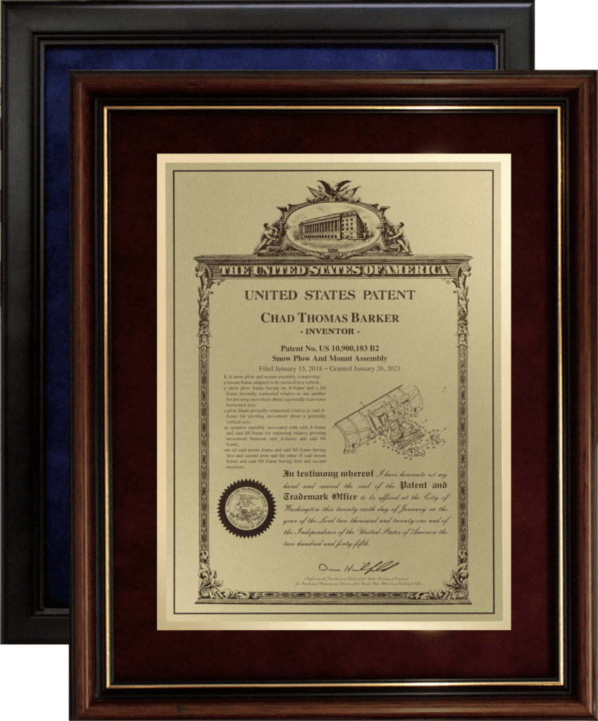 Framed Patent Plate - Second Centennial - US Patent Services LLC