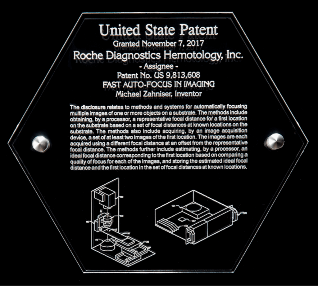 Acrylic Hexagon Stand-Off Patent Plaque | US Patent Services LLC