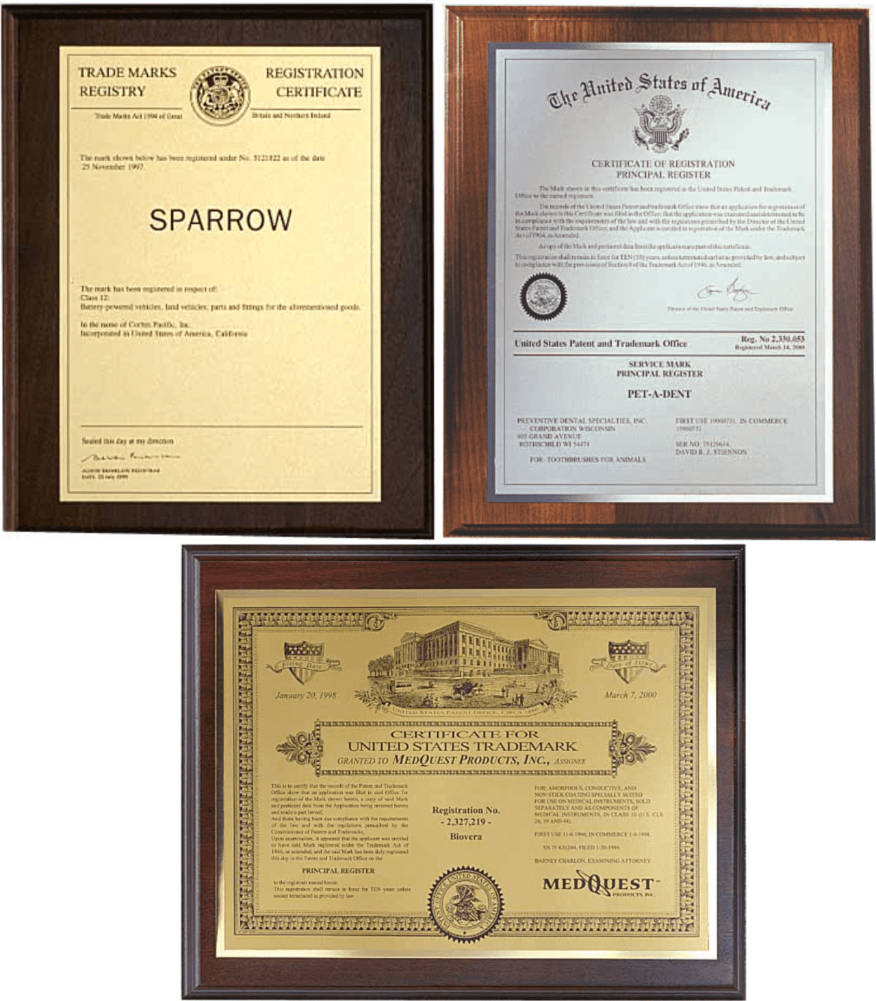 Patent & Trademark Plaques | US Patent Services LLC